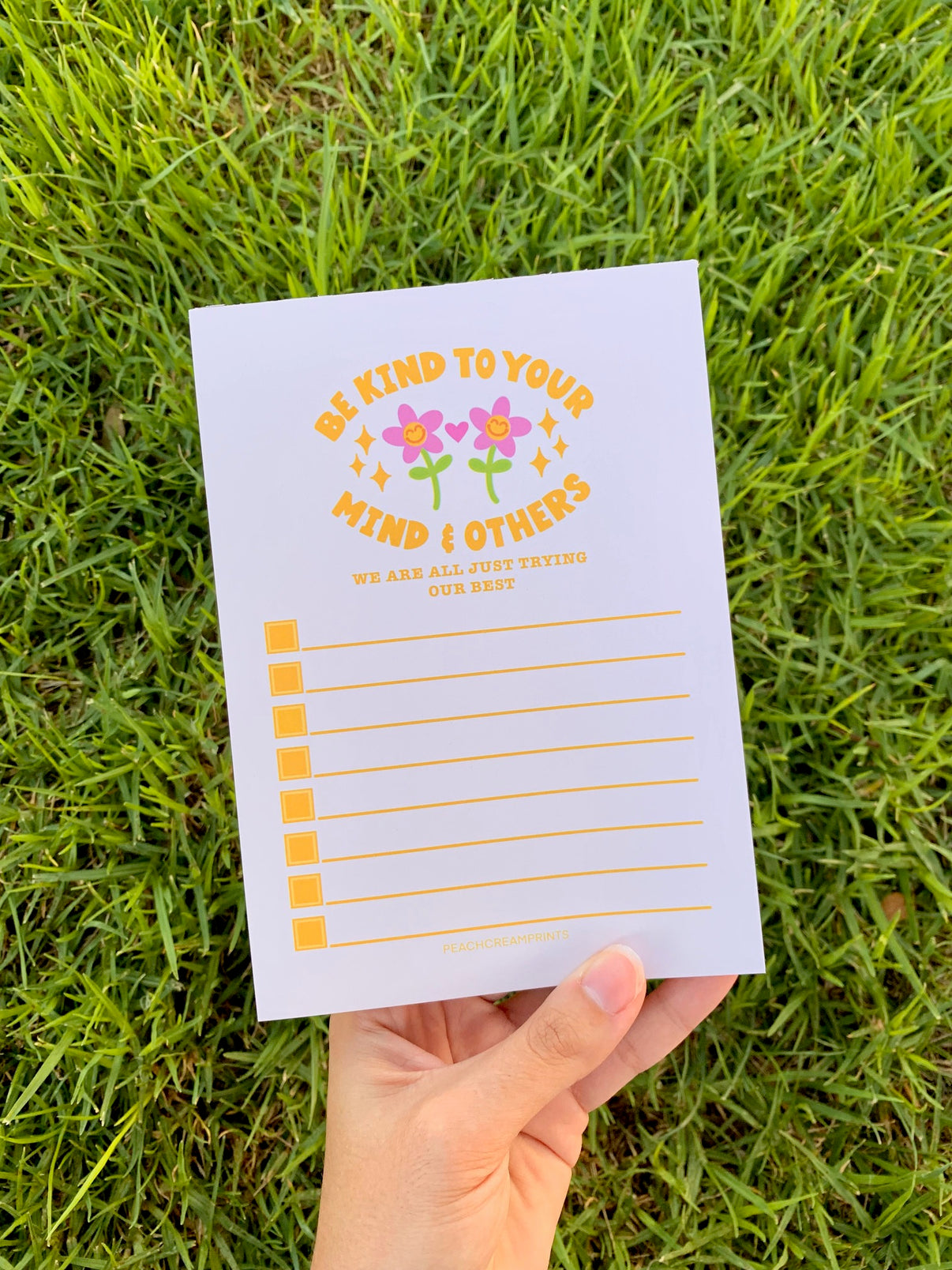 BE KIND CHECKLIST NOTEPAD – peachcreamprints