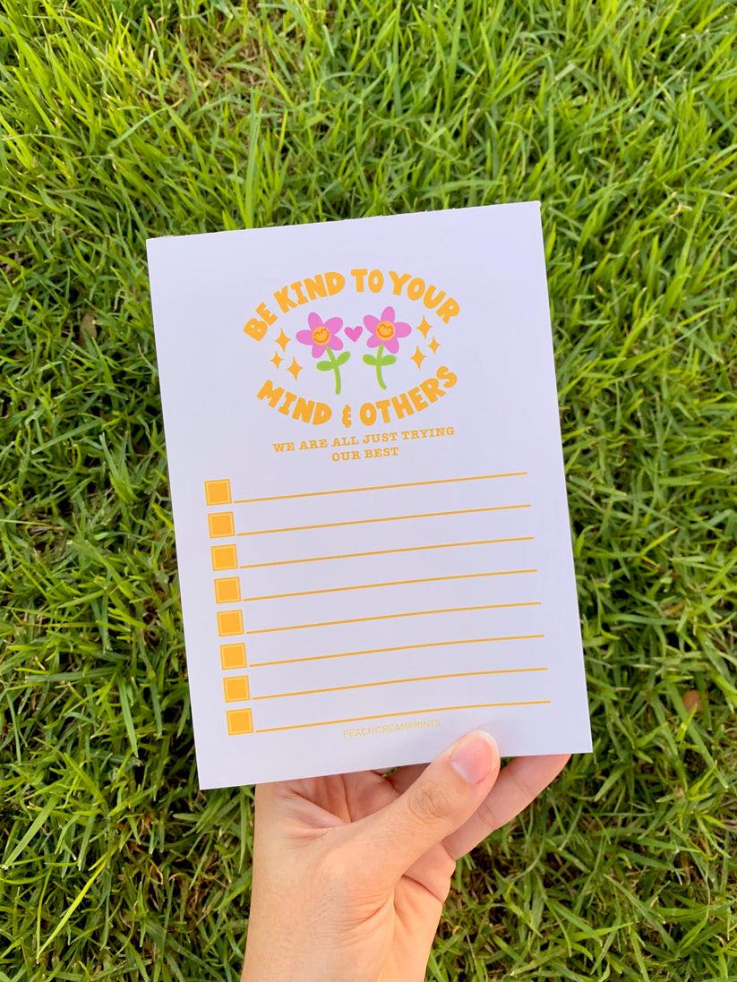BE KIND CHECKLIST NOTEPAD – peachcreamprints