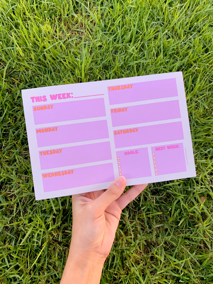 PEACHY WEEKLY PLANNER NOTEPAD – peachcreamprints
