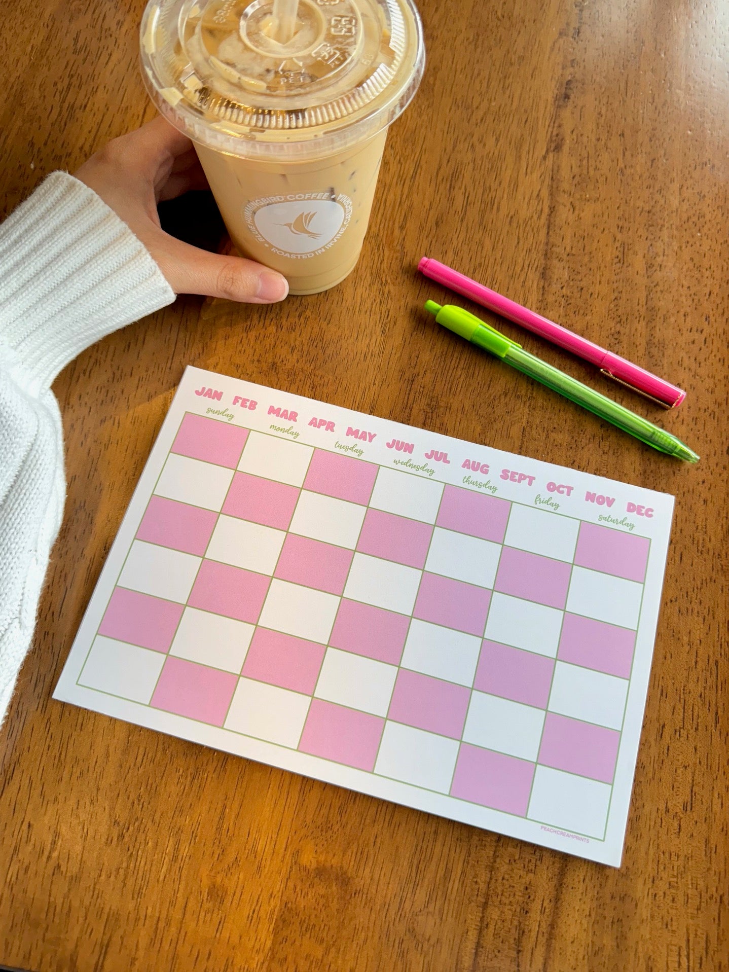 MONTHLY CALENDAR NOTEPAD – peachcreamprints